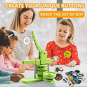 MK.Bear Button Maker Machine 75mm (3 in), DIY Button Pin Maker Machine Kit, Button Press Machine with 100 Sets Button Making Supplies & Circle Cutter & Magic Book