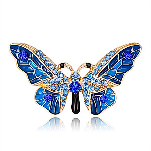 Butterfly Brooch pins Women Enamel Insect Pin Lapel Pin Safety Pin (Blue)