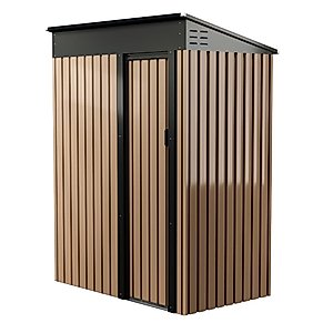 VerisShade Large Metal Storage Shed, 5 x 3 FT Outdoor Storage Shed, Metal Garden Tool Shed with Roof, Door & Lock, Waterproof and Anti-UV, for Patio Garden Yard, Brown
