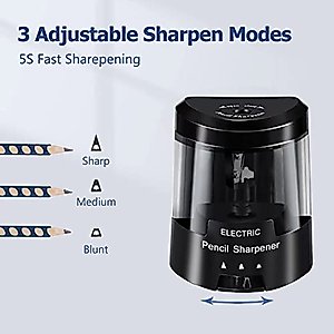 Electric Pencil Sharpener, Battery ( Not Included) USB Powered Small Portable for NO.2 and Colored Pencils, Automatic and Durable for Classroom, Home, Office, 3 Different Sharpness Options