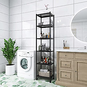 ZIGAMA 6-Tier Metal Rolling Cart Organizer with Wheels ，Adjustable Heavy Duty Free Standing Baker's Rack for Kitchens,Storage Tower for Pantry Laundry Bathroom Narrow Places