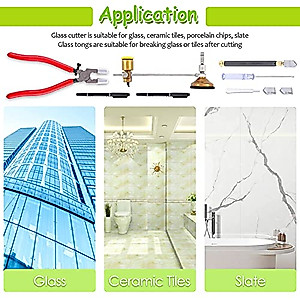 Keadic Glass Cutting Tool Set Contains Glass Running Pliers, 2mm-20mm Oil Feed Carbide Tip with 3 Bonus Blades, Calibrated Portable Circular Glass Cutter for Mirrors Windows Mosaic Stained Glass