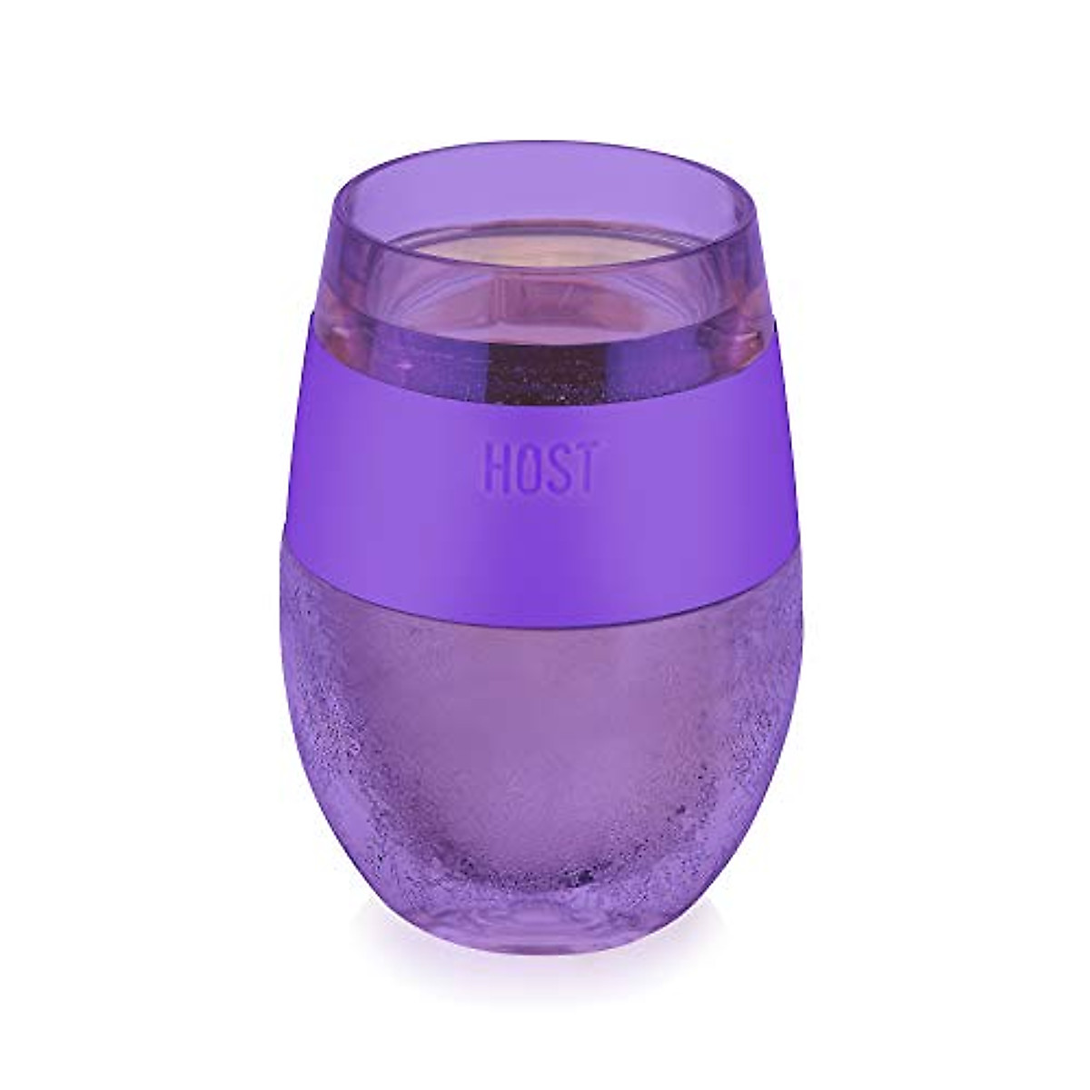 Host Cooling Cup Set of 1 Plastic Double Wall Insulated Freezable Drink Chilling Tumbler with Freezing Gel, Wine Glasses for Red and White Wine, 8.5 oz, Translucent Purple