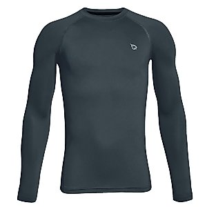 BALEAF Boys Compression Shirt Long Sleeve Youth Undershirts Kids Football Baseball Baselayer Cold Gear Quick Dry Grey Size L