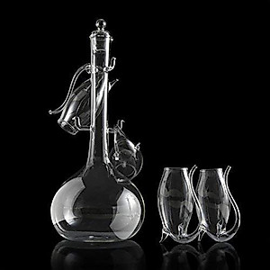 Crystal Port and Dessert Wine Sippers & Decanter, Dry Sherry, Cordial, Aperitif & Nosing Copitas Tasting - Dinner Drink Glassware Glasses | Set of 4 with Carafe - 3 oz Sipper | - The Wine Savant