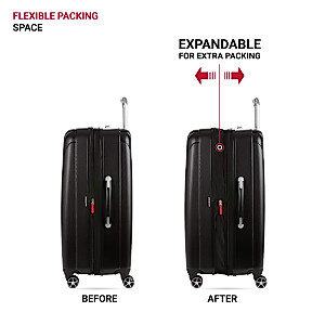 SwissGear 7585 Hardside Expandable Luggage with Spinner Wheels, Black, Checked-Medium 23-Inch