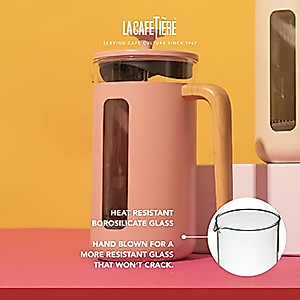 La Cafetière Pisa Cafetière, 3-Cup/350ml, Heat-Resistant Borosilicate Glass and Stainless Steel with Easy-Grip Plunger, Small French Press Coffee Maker for Loose Tea and Ground Coffee, Pink