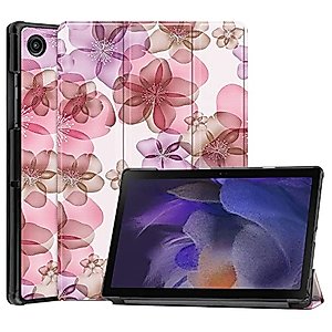 Ratesell Case Cover for Samsung Galaxy Tab A8 10.5-Inch 2022 (SM-X200/X205/X207), Shockproof Ultra Thin Lightweight Tri-Fold Stand Cover with Auto Wake/Sleep Flower