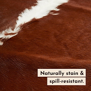 Hillyard Cowhide Rug Brown and White Real Handcrafted Grade A Natural Cowhide Rug - Sustainably Sourced and Lasts Longer - Extra Large Cut 7.5 x 6.5 ft