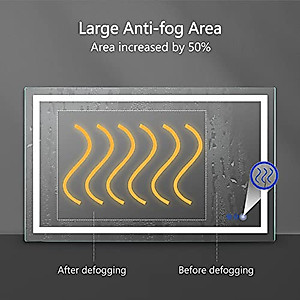 DR.LUX 40x24 Inch Bathroom Mirror with Lights, Ultra Bright LED Bathroom Mirror Wall Mounted Vanity Mirror Large Anti-Fog Area 3000K-6000K Adjustable Auto-Off Memory Housewarming Gift