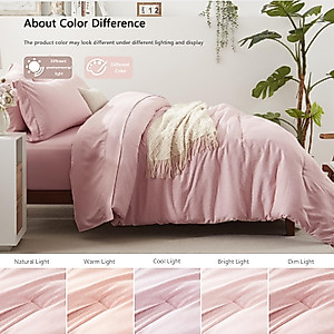 UNILIBRA Full Comforter Set 7 Pieces - Pink Bed in a Bag Full Size Soft for All Seasons - Cationic Dyeing Bedding Comforter Sets with Comforter, Flat Sheet, Fitted Sheet, Pillowcases & Shams
