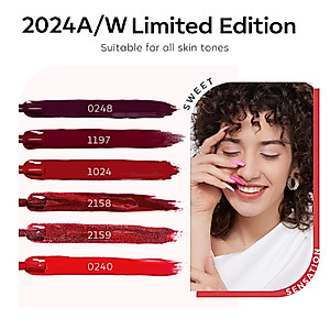 modelones Red Gel Nail Polish Set - 6 Colors Ruby Sparks Collection Popular Glitter Gel Polish Cat Eye Magnetic Gel Burgundy Red Sparkle Bloody Nail Polish Kit Art DIY Salon Gift for Girls Women