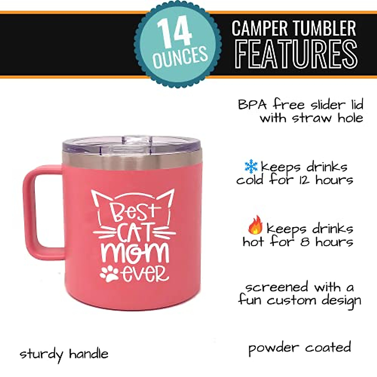 Cat Mom Mug - Cat Gifts for Cat Lovers Women - Funny Cat Themed Mugs, Cups - Things for Crazy Cat Lady Owners, People that Love Cats Stuff, Presents for Christmas, Birthdays, Mother's Day