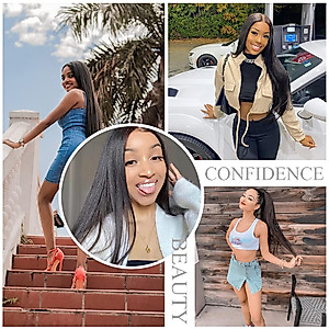 5x5 HD Lace Closure Wigs Human Hair Straight 5x5 Closure Wig 24 Inch Closure Wigs Human Hair Pre Plucked with Baby Hair 12A Unprocessed Virgin Human Hair Wig 180% Density for Women Natural Color