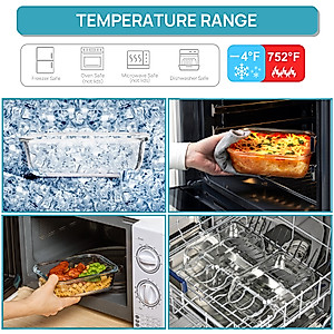 Vtopmart 2Pack 1860ml/ 63oz Large Glass Storage Containers with Lids, Meal Prep Food Container Set with Snap Airtight Lid for Baking, Microwave, Oven, Leak Proof, for Freezer, Dishwasher, Grey