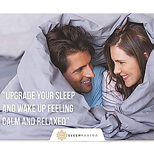 Cooling Weighted Blanket for Adults - (20lb, Queen/Full, 60"x80"), Thick Quilted, Breathable Pre-Washed Microfiber Fabric, Natural Glass Beads for Calming, Restful Sleep, Sleep Mantra (Gray)