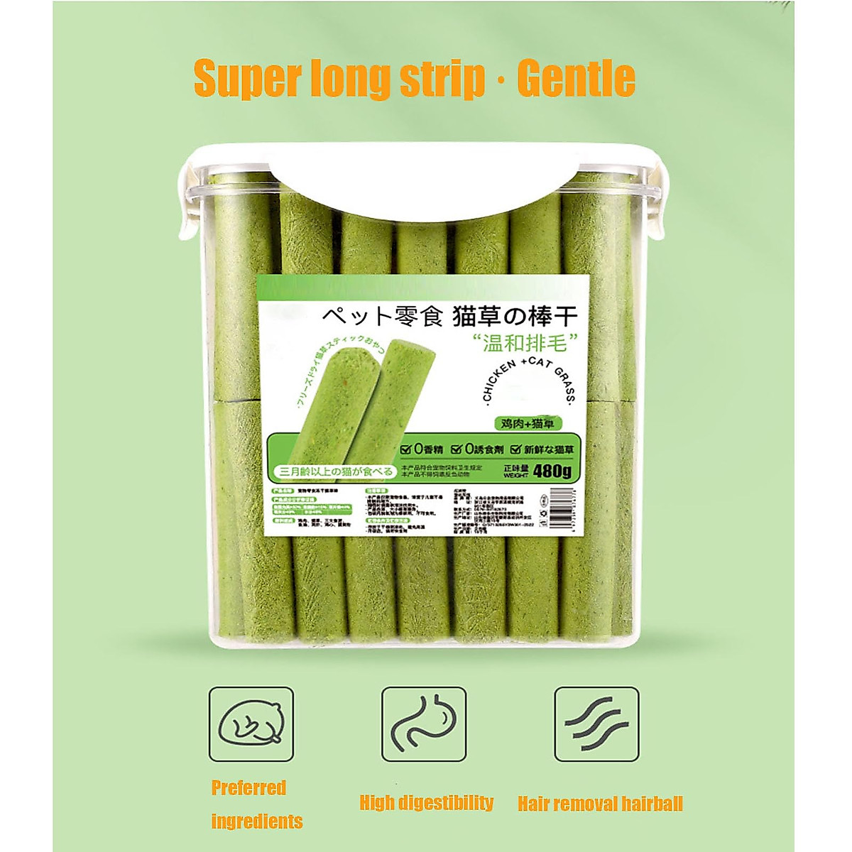 Sesrebet Berdexa Cat Grass Teething Stick, Cat Grass Teething Sticks for Indoor Cats, Cat Chew Sticks, Cat Grass Teeth Cleaner, Natural Grass Molar Rod for Hairball Removal and Cadental Care (10PCS)