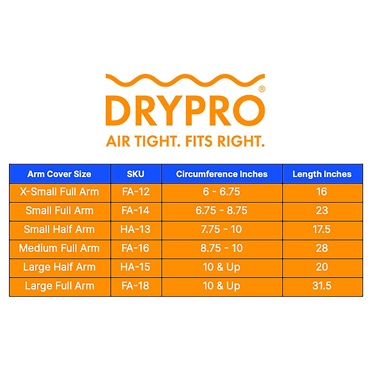 DryCorp Waterproof Full Arm Cast Cover, Medium, Blue