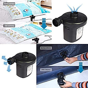 Electric Air Pump, Air Mattress Pump with 3in1 Nozzle Adapter, Quick-Fill Air Pump for Inflatable Air Bed Pool Raft Bed Boat 110V AC/12V Car Charge