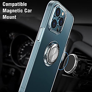 aowner Compatible with iPhone 13 Mini Case Crystal Clear Not Yellowing Military Grade Shockproof Ultra Slim Thin Fit with Ring Holder Kickstand Protective Phone Case Cover 5.4 inch 2021 (Clear)