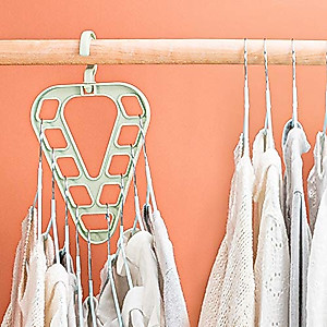 Household Clothes Hanger Storage Rack Drying Rack,9-Hole Magic Clothes Hanger Closet Organizer Space Saving Multi-Function Wardrobe Hanger(Green)