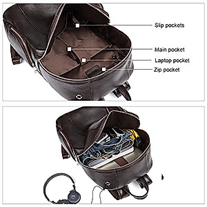 BOSTANTEN Leather Backpack College Laptop Travel Camping Shoulder Bag Gym Sports Bags for Men Coffee