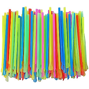 Perfectware 8''Unwrapped Spoon Straw Assorted Colors 400ct.