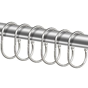 TCMAO 24 Pack Shower Curtain Hooks, Rustproof Decorative Shower Curtain Rings Metal Wide Oval Shower Hooks for Bathroom Shower Rod (Nickel)