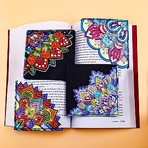 BSRESIN Diamond Art Bookmarks, 4 PCS Cute Diamond Art Bookmarks for Book Lovers, DIY Corner Bookmark Diamond Art Kits for Kids