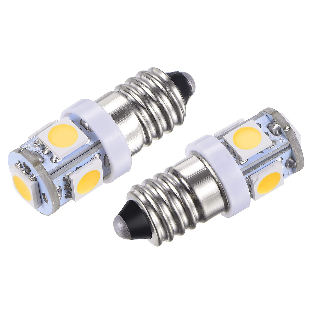 MECCANIXITY E10 Screw Base LED Bulbs 5-5050 DC 12V 1W Mini Lights Interior Lamps, Warm White Pack of 4