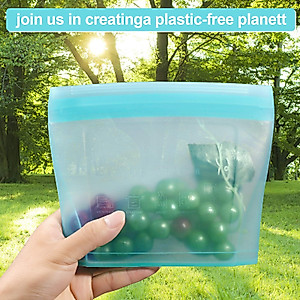 Reusable food container silicone bag, 2 Pcs Zip Sandwich Bags, 100% Platinum Silicone Reusable Snack bag, Stand Up Preservation Bag, Convenient to carry and easy to clean. (2 Bag Set Blue)