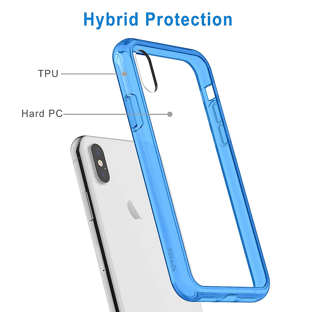JETech Case for iPhone Xs and iPhone X 5.8-Inch, Shockproof Phone Bumper Cover, Anti-Scratch Clear Back (Blue)
