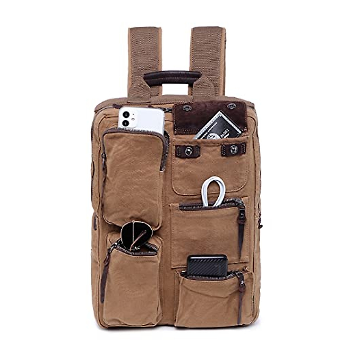 TSD Brand Ridge Valley Canvas Backpack (Camel)