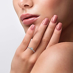 18K White Gold Plated Heart Cubic Zirconia Rings for Women Wedding Promise Engagement Size 7