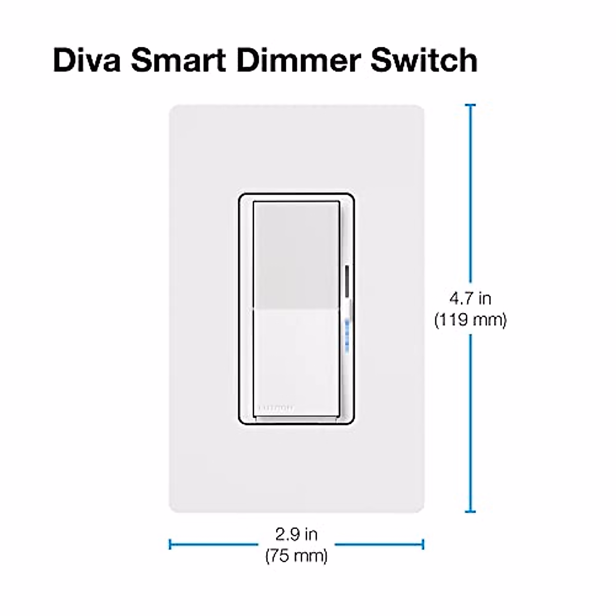 Lutron Diva Smart Dimmer Switch for Caseta Smart Lighting (Lutron Smart Hub Required), for LED Lights, 150 Watt, Single-Pole/3Way, No Neutral Required, DVRF-6L-LA, Light Almond
