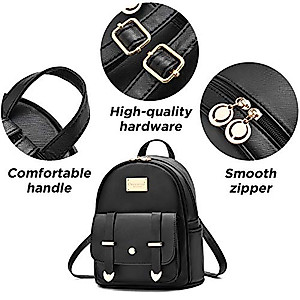 I IHAYNER Girls Fashion Backpack Mini Backpack Purse for Women Teenage Girls Purses PU Leather cute Backpack Shoulder Bag Black