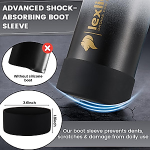 Lexlion Tea Infuser Bottle - Fruit Infuser Water Bottle 32 Oz, Triple Walled Insulated Stainless Steel Bottle, Thermal Leaf Infuser, Silicone Sleeve, 3 Lids Leakproof, Metal Mug Gallon