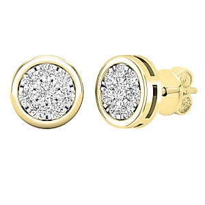 Dazzlingrock Collection 0.45 Carat (ctw) Round Diamond Ladies Flower Cluster Stud Earrings 1/2 CT, 10K Yellow Gold
