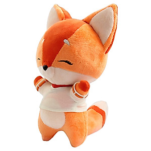 Pacreck Fox Plush Doll Animal Fox Ears Plush Pillow Plushies Stuffed Toy Birthday Xmas Gifts (10in)