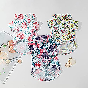 Summer Dog Clothes Lapel Collar Flower Printing Pet Puppy Dog Two-Legged Clothes for Outdoor Pet T-Shirt