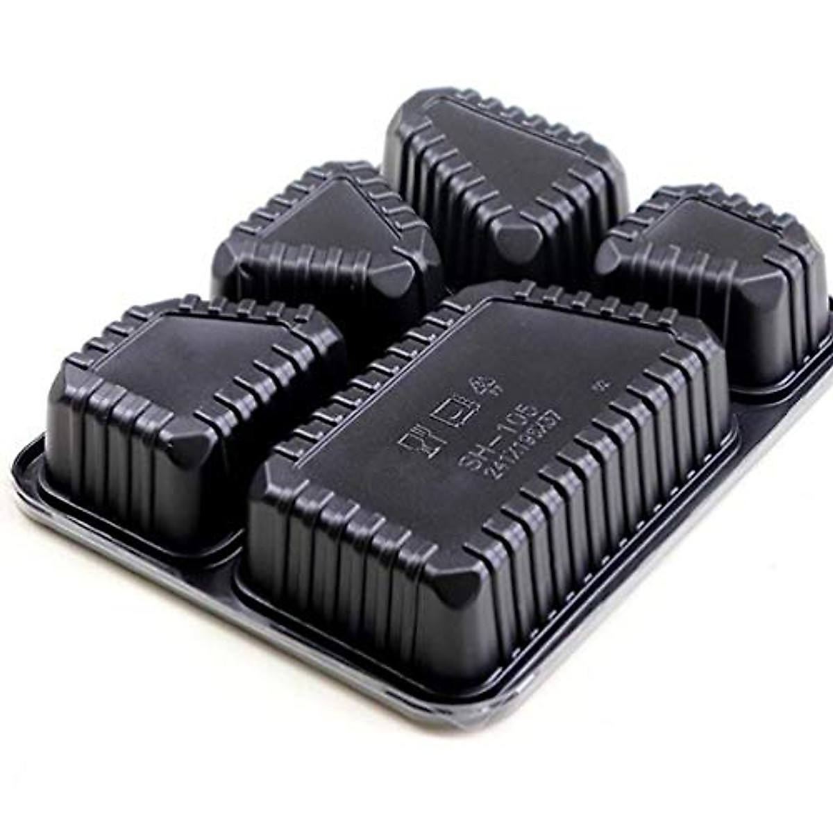 Hemoton 30pcs Disposable Bento Box 5 Compartment Meal Prep Container with Lid Microwave Heating Food Box for Home Restaurant (Black)