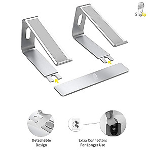 StepUp 2in1 2022 model Laptop Stand For Desk and phone Holder, Docking Ergonomic Aluminum Elevated Stands, Portable Computer Riser, Fits All Raised Devices ipad, Notebook, Macbook Pro 10-17 inch Black