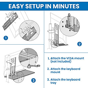 Mount-It! Monitor and Keyboard Wall Mount, Standing Workstation VESA Keyboard Tray Platform, 26 Inch Wide Platform with Surface for Mouse Pad (MI-7917)