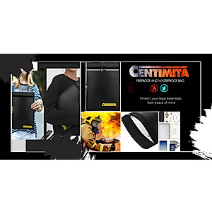 Fireproof Document Bag Waterproof Safe Folder - 2000℉ Money Bag with Zipper and 3 Document Protectors, 15”x11” Fire Proof/Waterproof Safe Bag, Important Document Holder, Fireproof Pouch,Fire Envelope