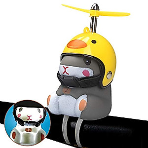wonuu Duck Bike Bell with Light and Helmet Cute Hamster Bicycle Horn, Dashboard Decoration Hamster Toy Motorcycle Bike Bells Rubber Duck Car Dashboard Decorations (Chicken-Hamster)
