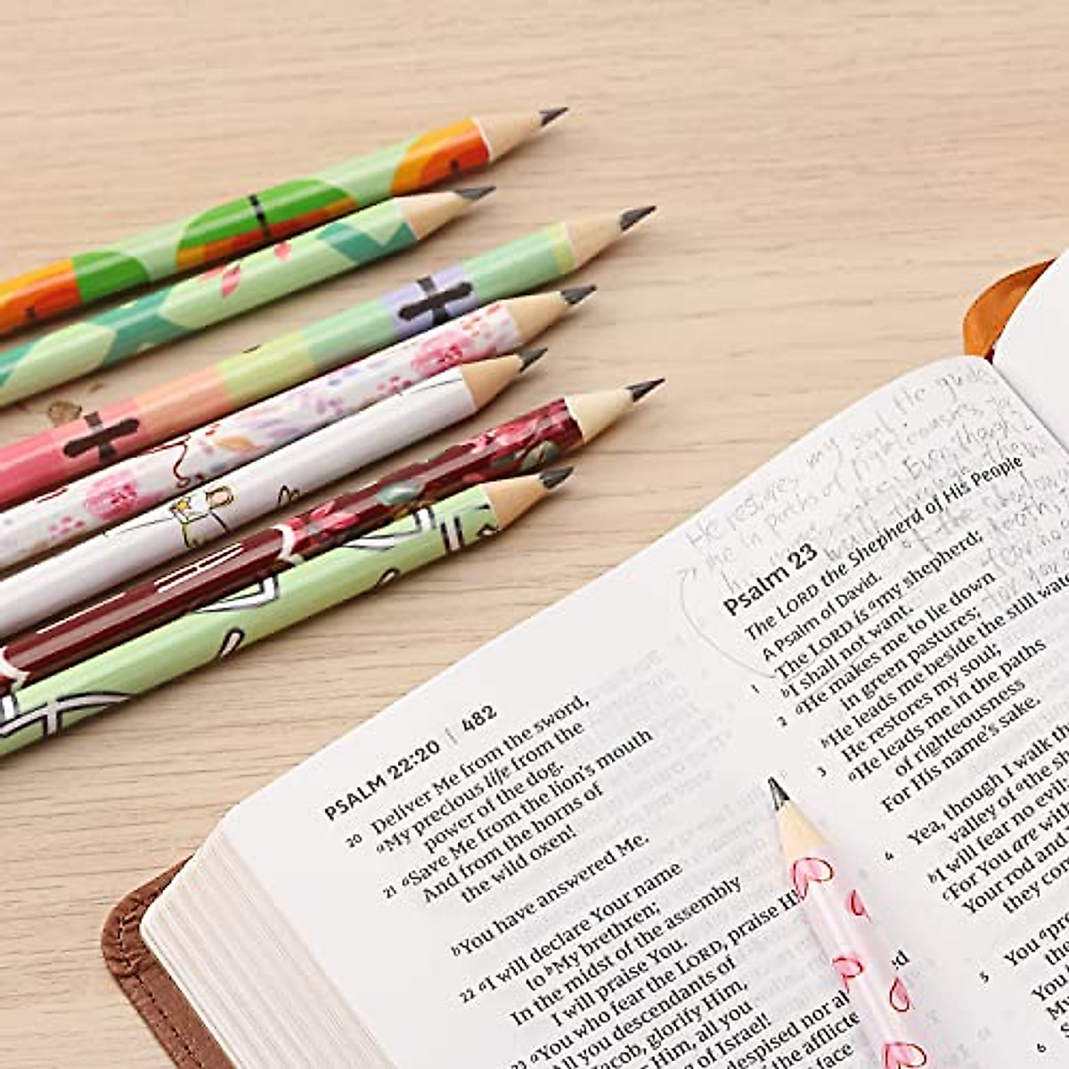 Floral Bible Verse Pencils - 24 Assorted Faith-Inspired Designs
