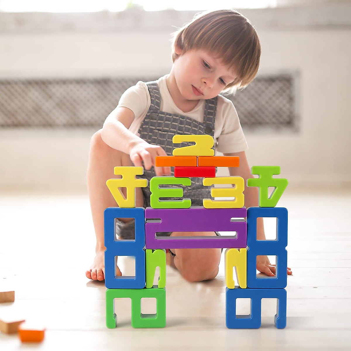 DIPALENT Montessori Number Blocks, 30 PCS STEM Math Building Stacking Blocks, Educational Numbers Blocks Set Includes Activity Cards (All 74 PCS Set)