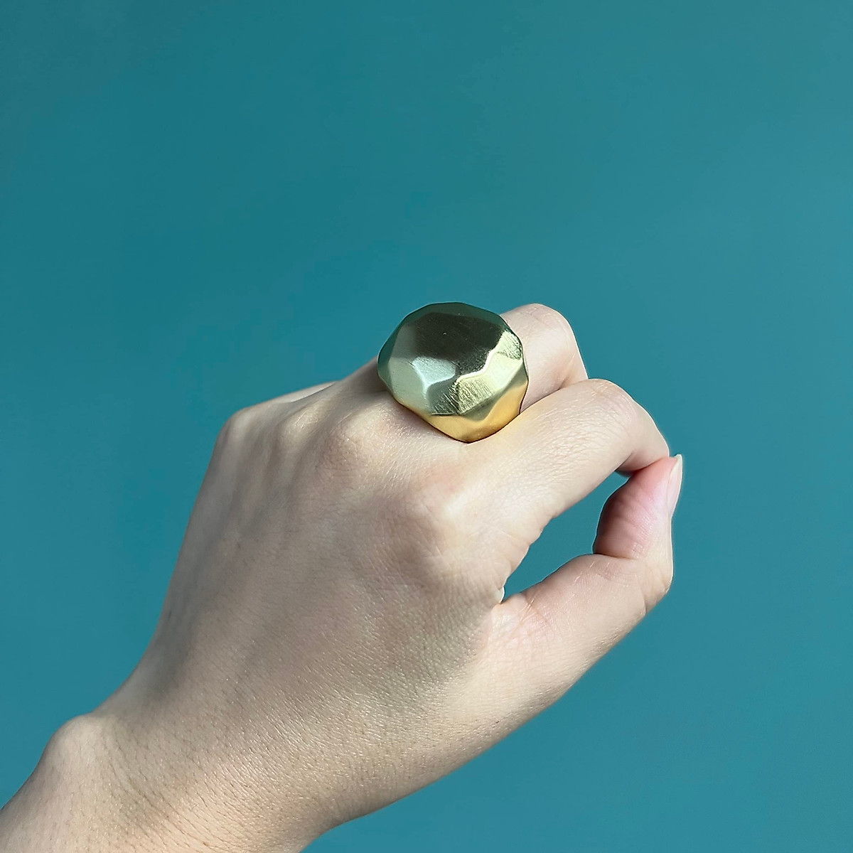 Aprilery Gold and Silver Rings for Women, Chunky Signet Statement Rings Gold Plated Band Ring Wide Metal Square Rings Cocktail Costume Jewelry Gifts for Her