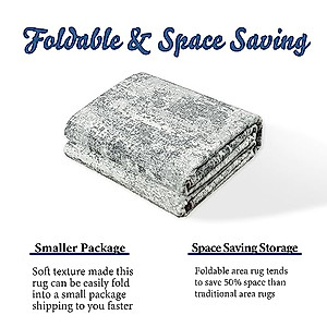 Art&Tuft Washable Rug, Anti-Slip Backing Abstract 5x7 Rug, Stain Resistant Rugs for Living Room, Foldable Machine Washable Area Rug (TPR52-Grey, 5'x7')