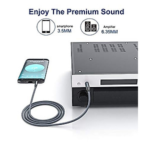 AkoaDa 1/4 to 1/8 Cable Stereo Audio Cable 【10ft】6.35mm 1/4" Male to 3.5mm 1/8" Male TRS Bidirectional Stereo Audio Cable Jack for Guitar, iPod, Laptop, Home Theater Devices, Amplifiers(Grey)